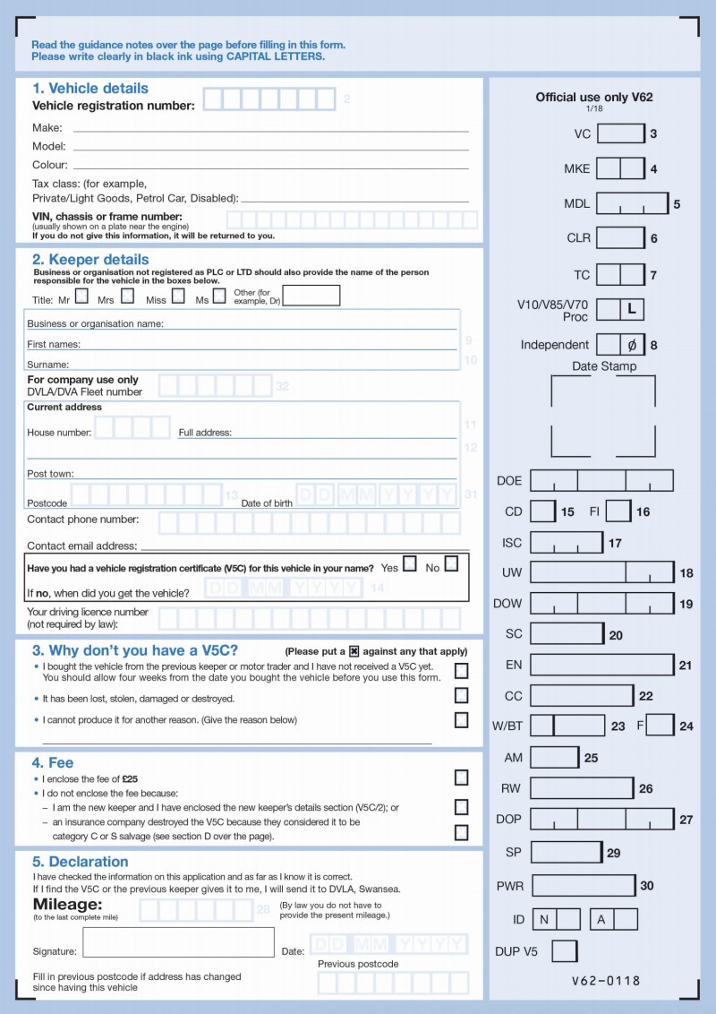 What is a V62 form? | The Private Plate Company