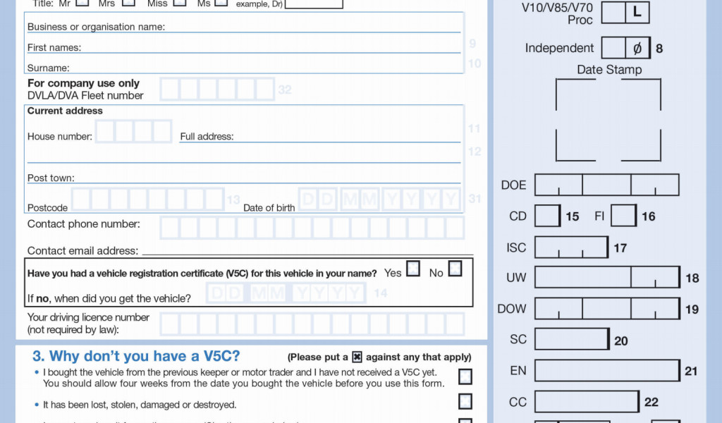 What Is A V62 Form The Private Plate Company